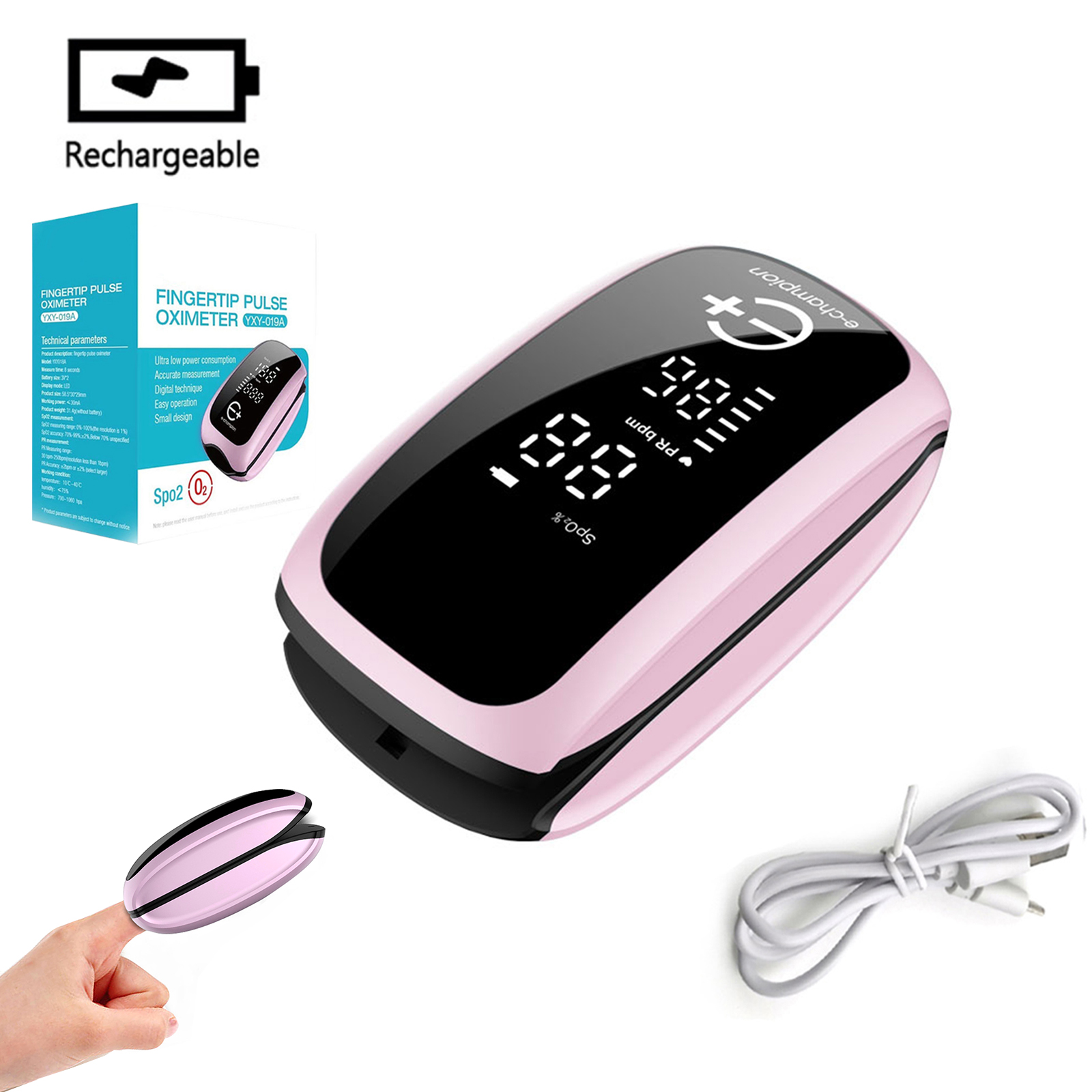 [Han-Co] SP019 Rechargeable LED Digital Fingertip Pulse Oximeter Heart ...