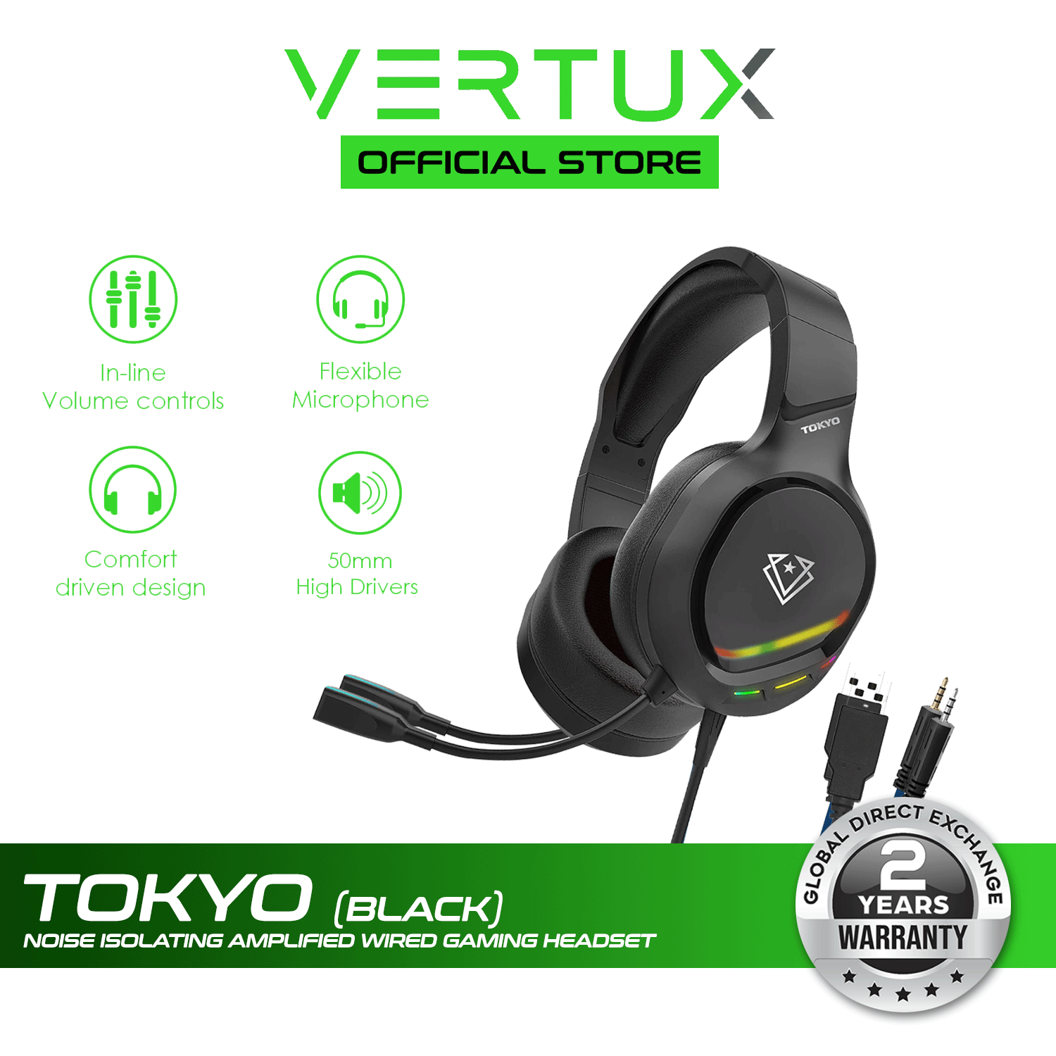 Vertux Tokyo Noise Isolating Amplified Wired Gaming Headset | Lazada PH