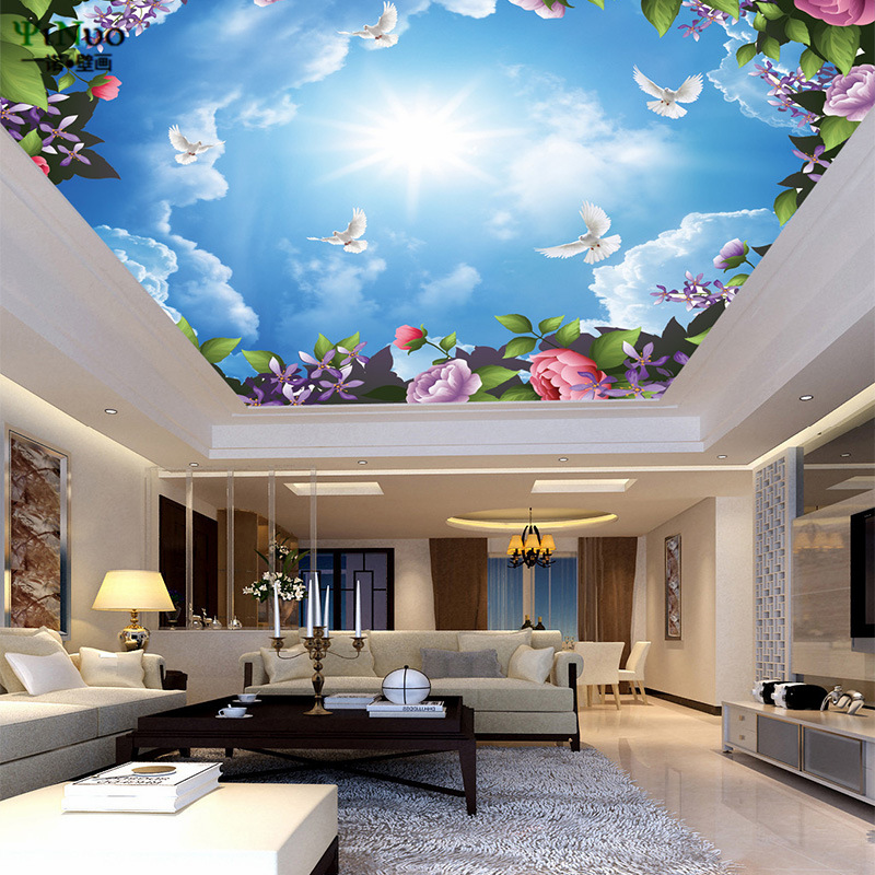 （HOT)8d Three-Dimensional Ceiling Mural Roof Ceiling Blue Sky White ...