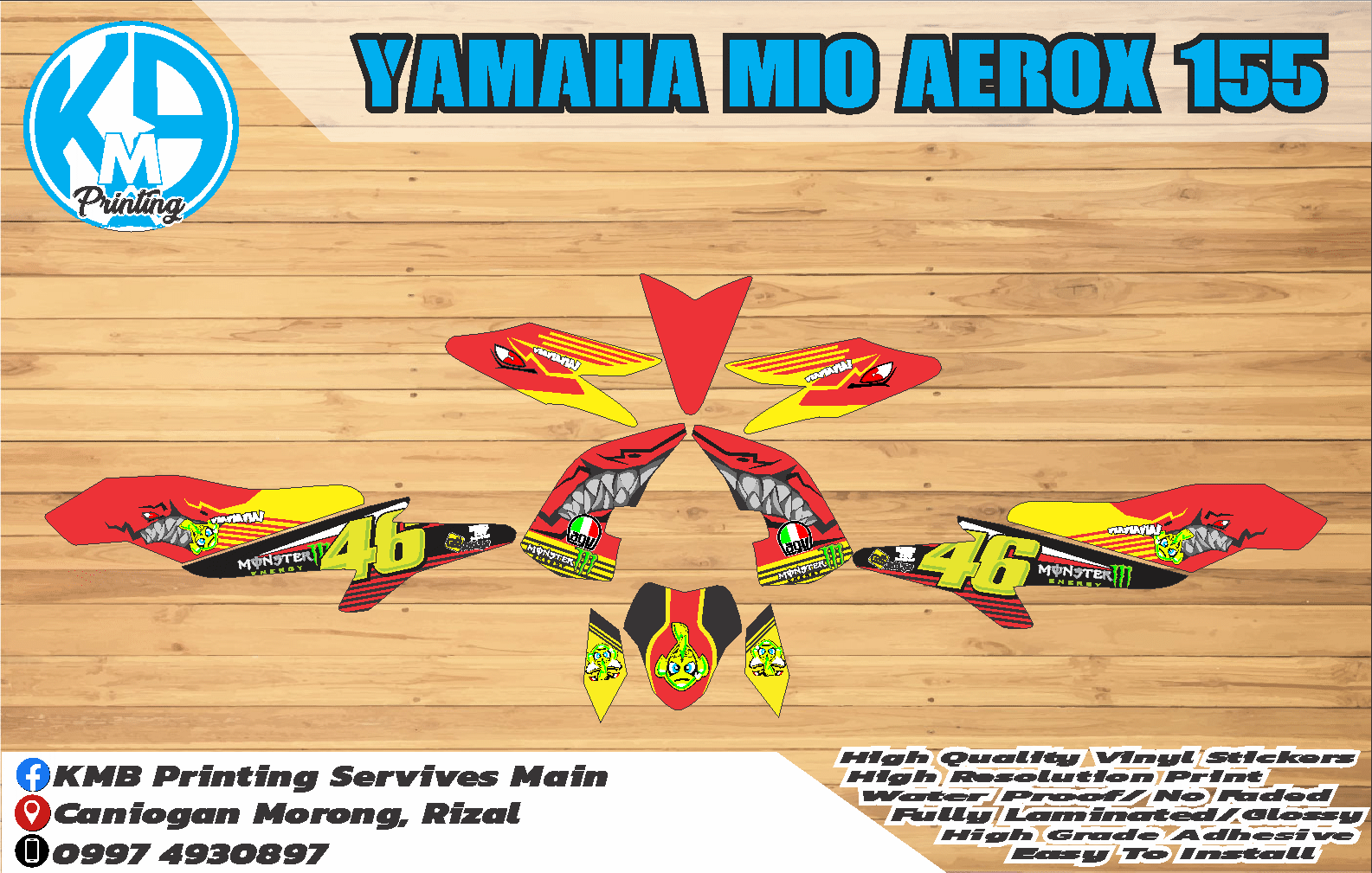 Yamaha Mio Aerox 155 VR46 Red Sticker Decals | Lazada PH