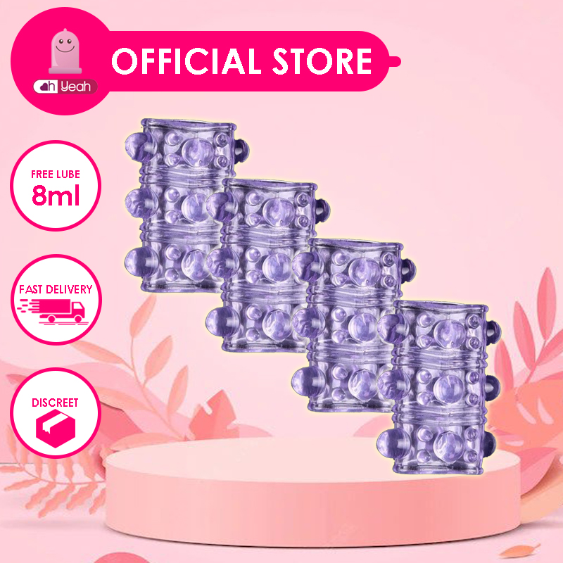 4 PCS Silicone Penis Sleeve Bolitas Cock Ring Adult Product Delay Lock ...