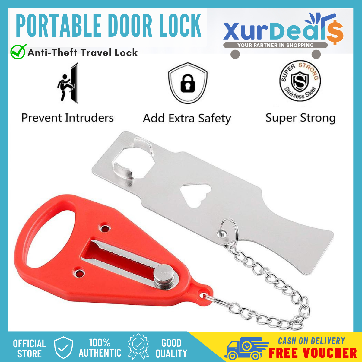XurDeals Travel Door Lock, Portable Security Door Lock for Hotel Room ...