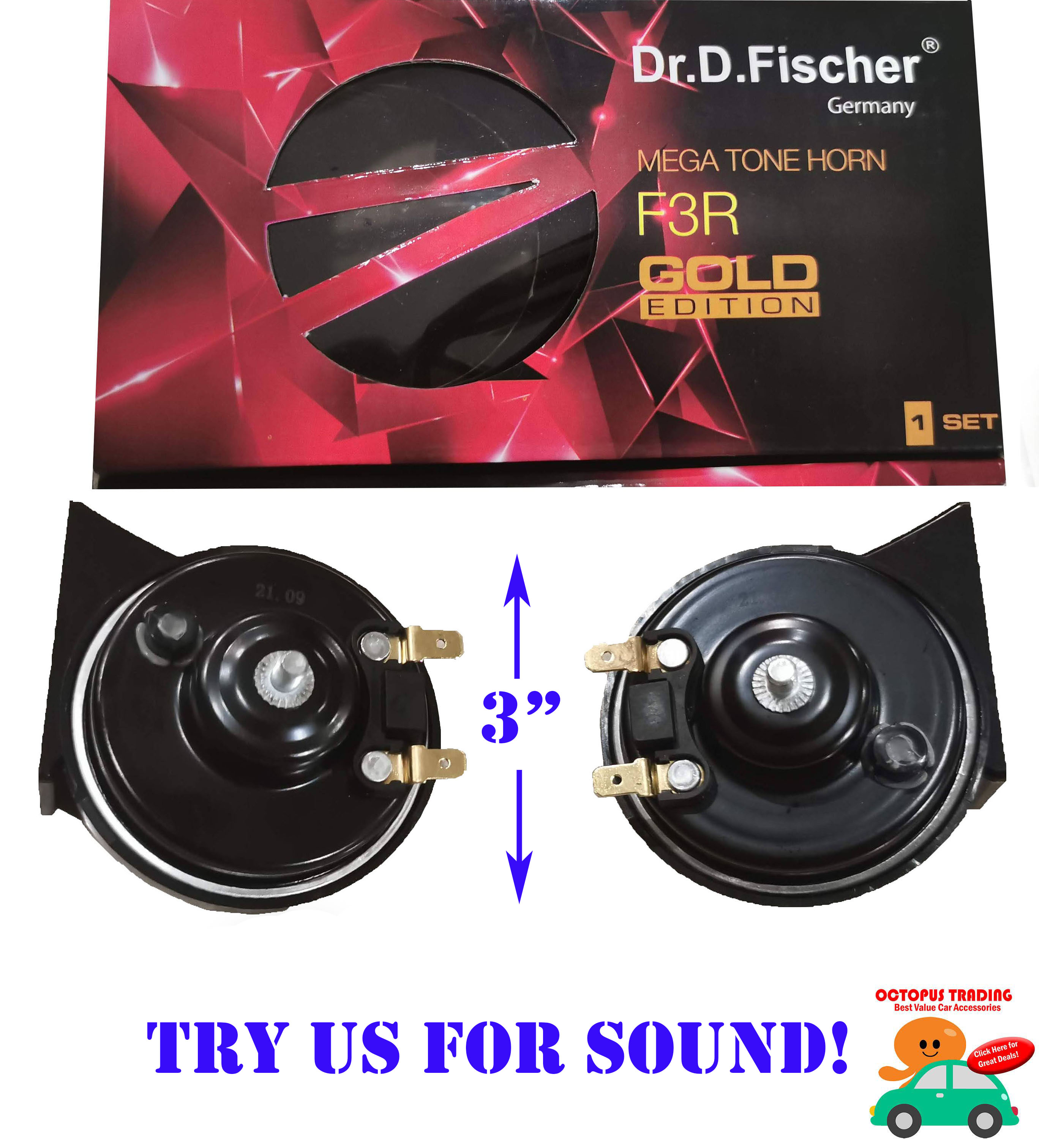 Fanfare Horns 12V. Hi & Lo Sound set of (2pieces) by Dr. Fischer ...