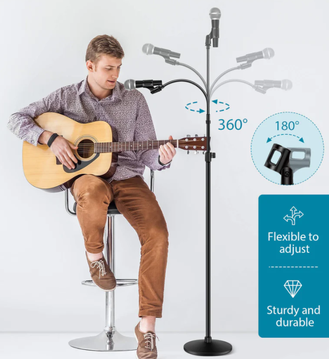 Gooseneck microphone stand, metal floor microphone stand, singing ...