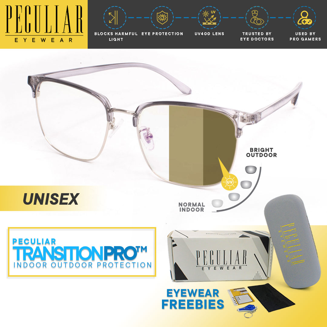 Peculiar Eyewear Kyle Square Grey Frame Fashion Glasses Photochromic ...