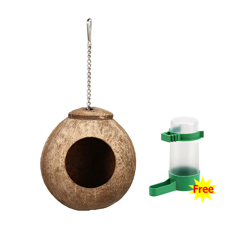 Natural Coconut shell Bird nest Wooden love birds Bird house for parrot ...