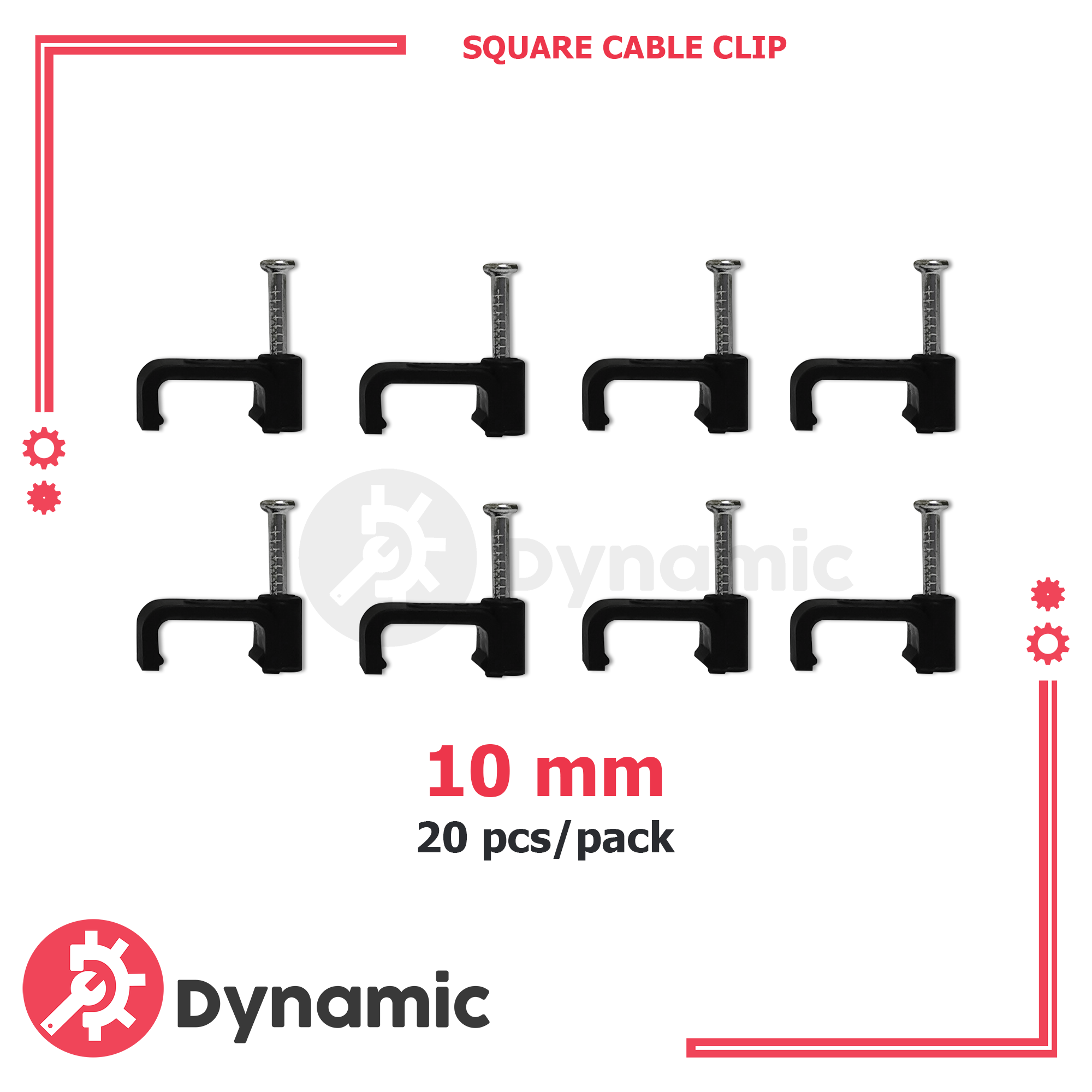 Dynamic PVC Square Cable Wire Clip 10mm Black Cable Clamp Wire ...