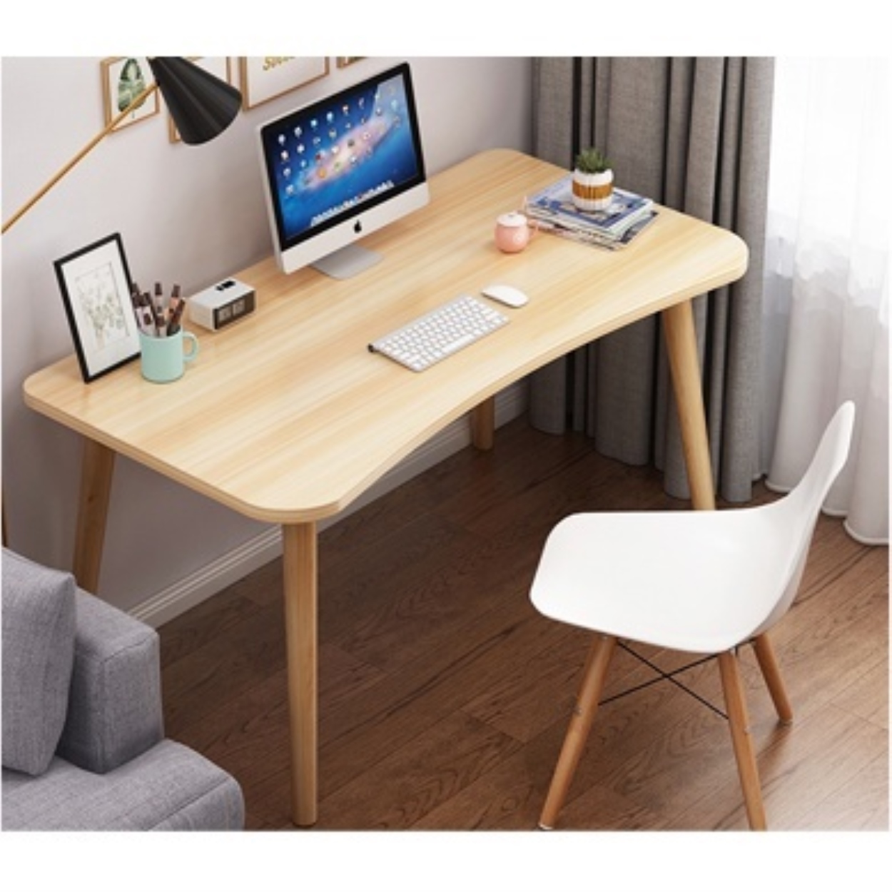 Computer Table Office Desk Natural Pine Wood ESTELLE working table ...