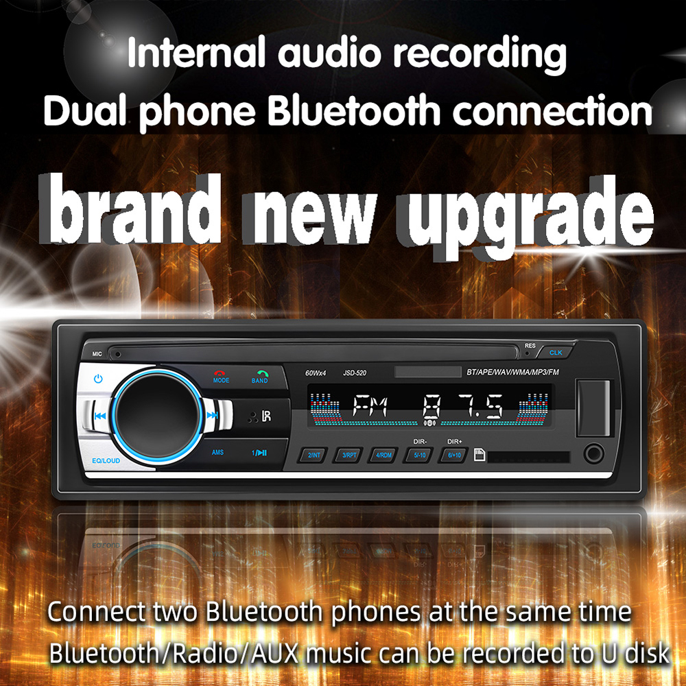 สต็อกท้องถิ่นCOD JSD-520 12V เครื่องเสียงรถ บลูทูธ FM MP3 เครื่องเสียงรถยนต์ USBSDAUX วิทยุติด ...