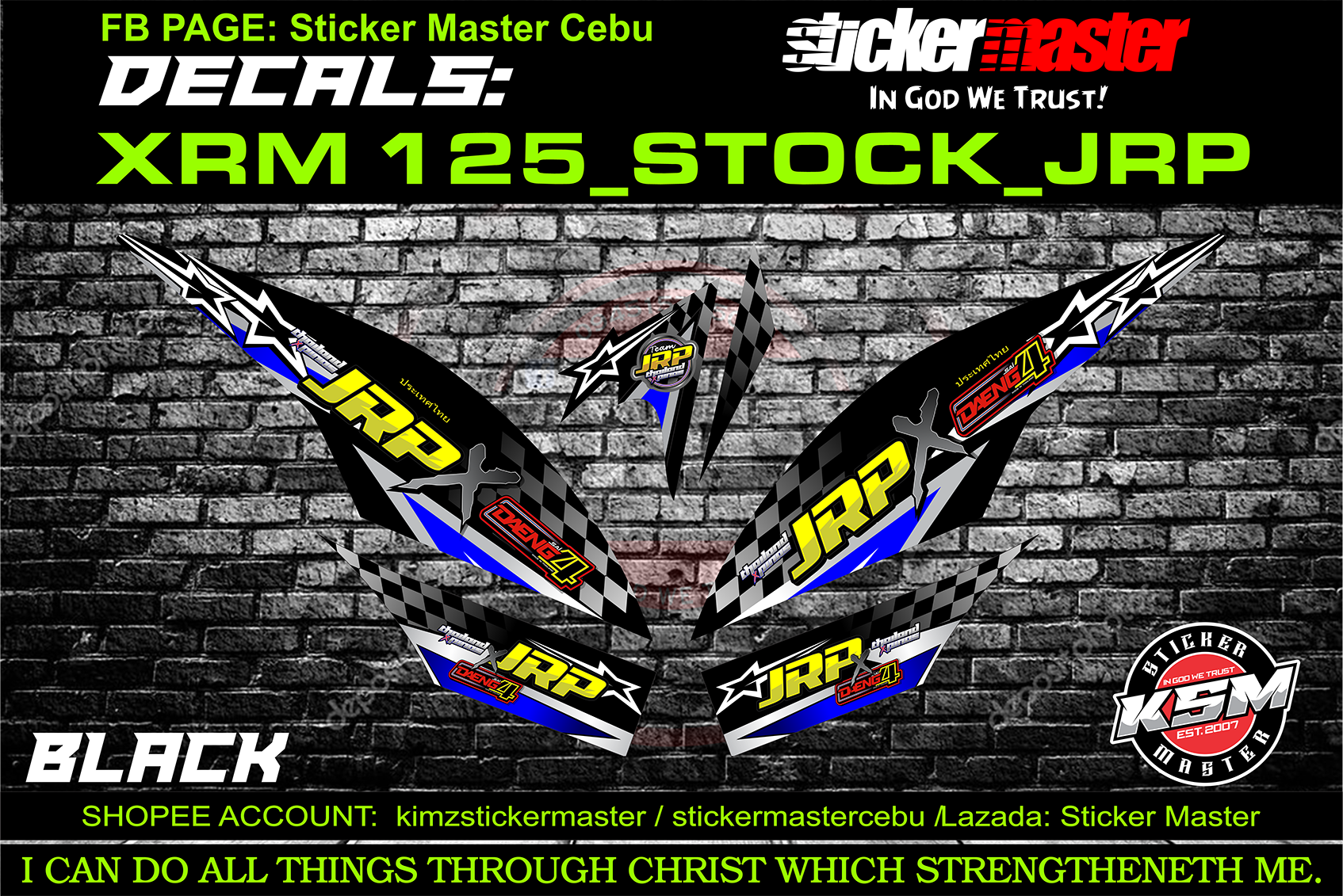 XRM 125 STOCK DECALS JRP CONCEPT | Lazada PH