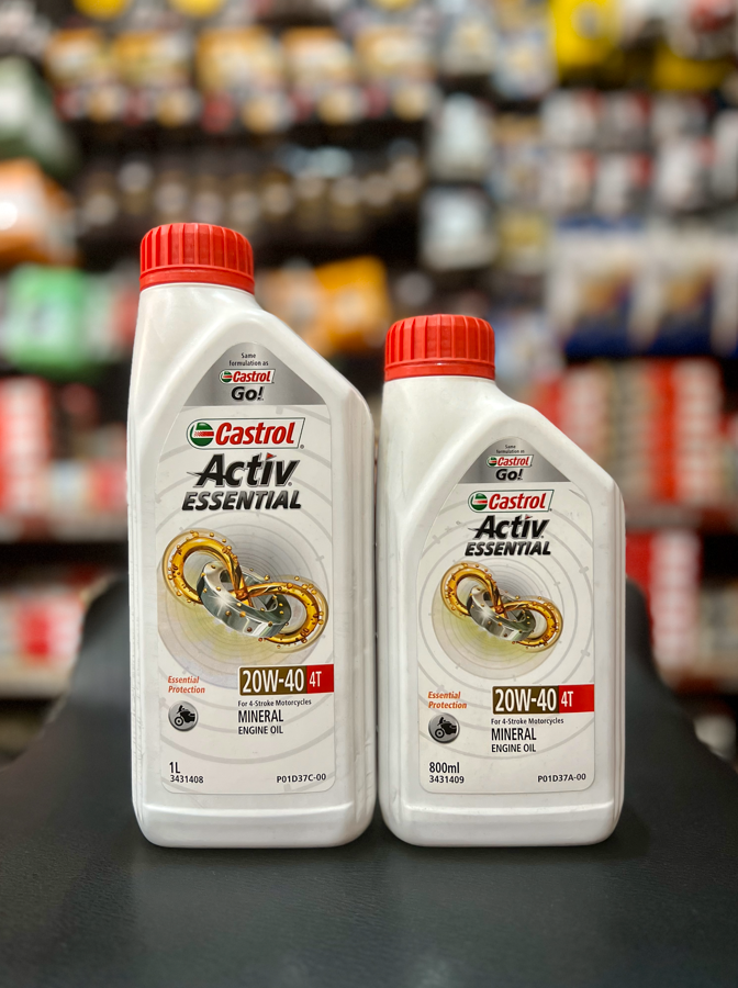 CASTROL ACTIVE ESSENTIAL 20W-40 4T FOR 4 STROKE MOTORCYCLES MINERAL ...