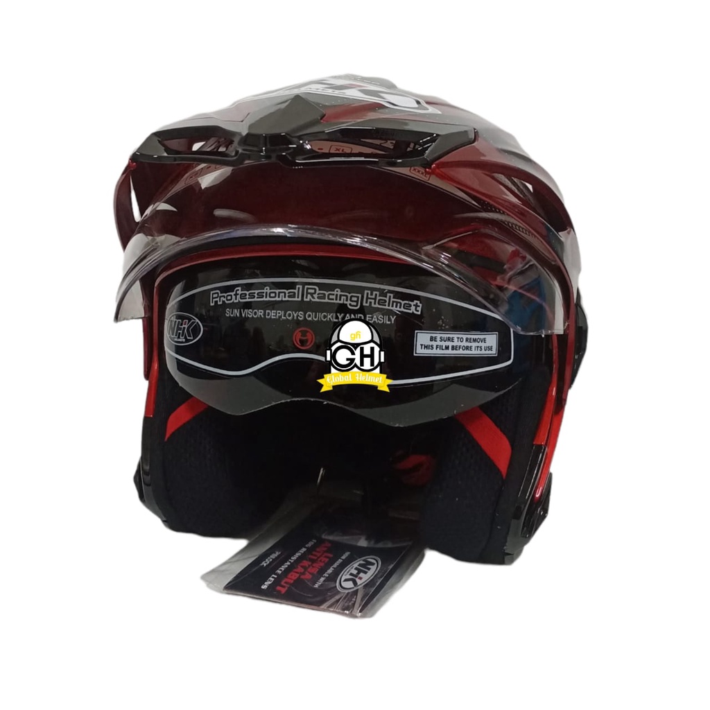[COD]Helmet NHK PREDATOR Chrypton ROYAL RED BLACK DOUBLE VISOR HALF ...