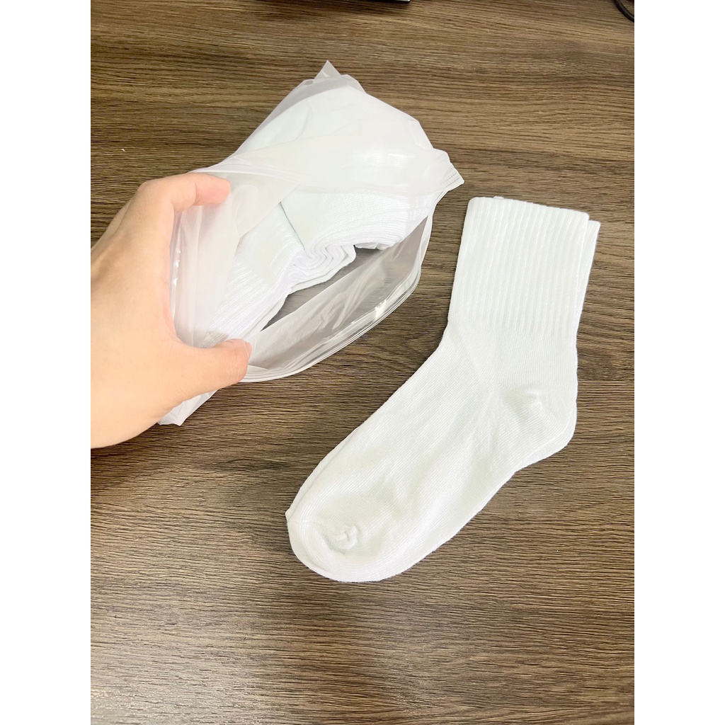 Korean Unisex 5Pairs/Pack Solid Color Socks Mid Cut Sock Baseball Foot ...