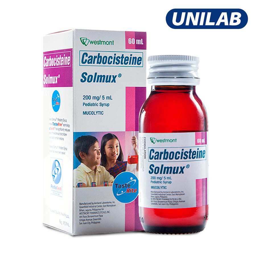 Unilab SOLMUX Carbocisteine MUCOLYTIC Pediatric Syrup 200 mg/5 ml ...