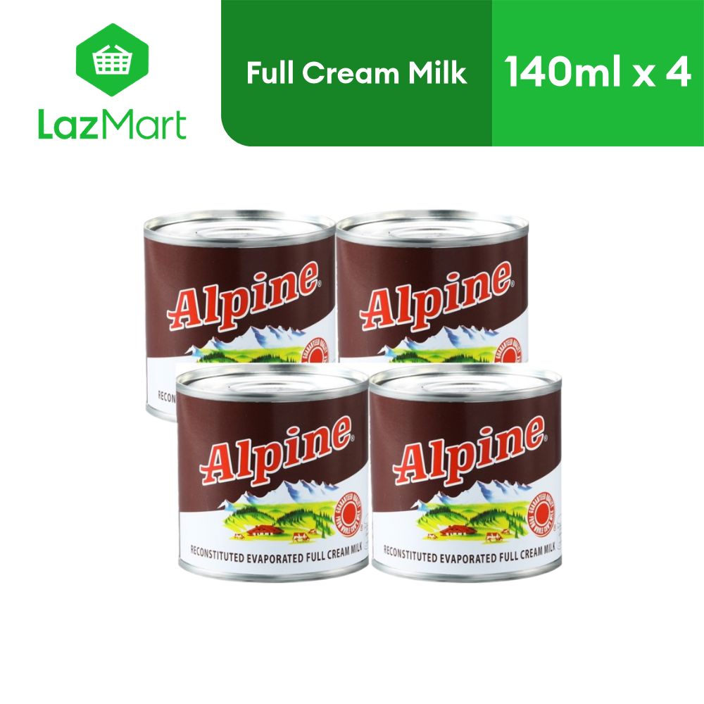 Alpine Full Cream Evaporated Milk 140ml - Pack of 4 | Lazada PH