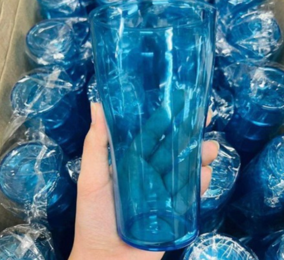 6 in 1 Big Size Clear Acrylic Thick Plastic Water Drinking Glass Baso ...