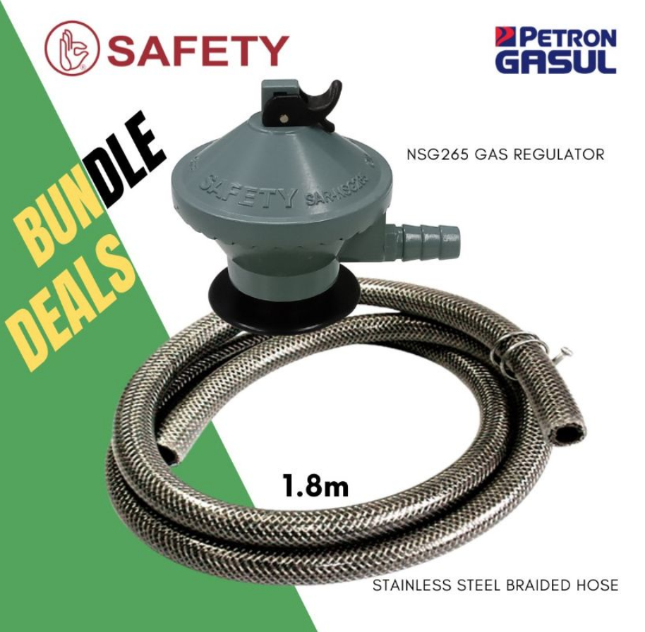 Safety Snap One or De Salpak Gasul LPG Regulator and 1.8 m Stainless ...