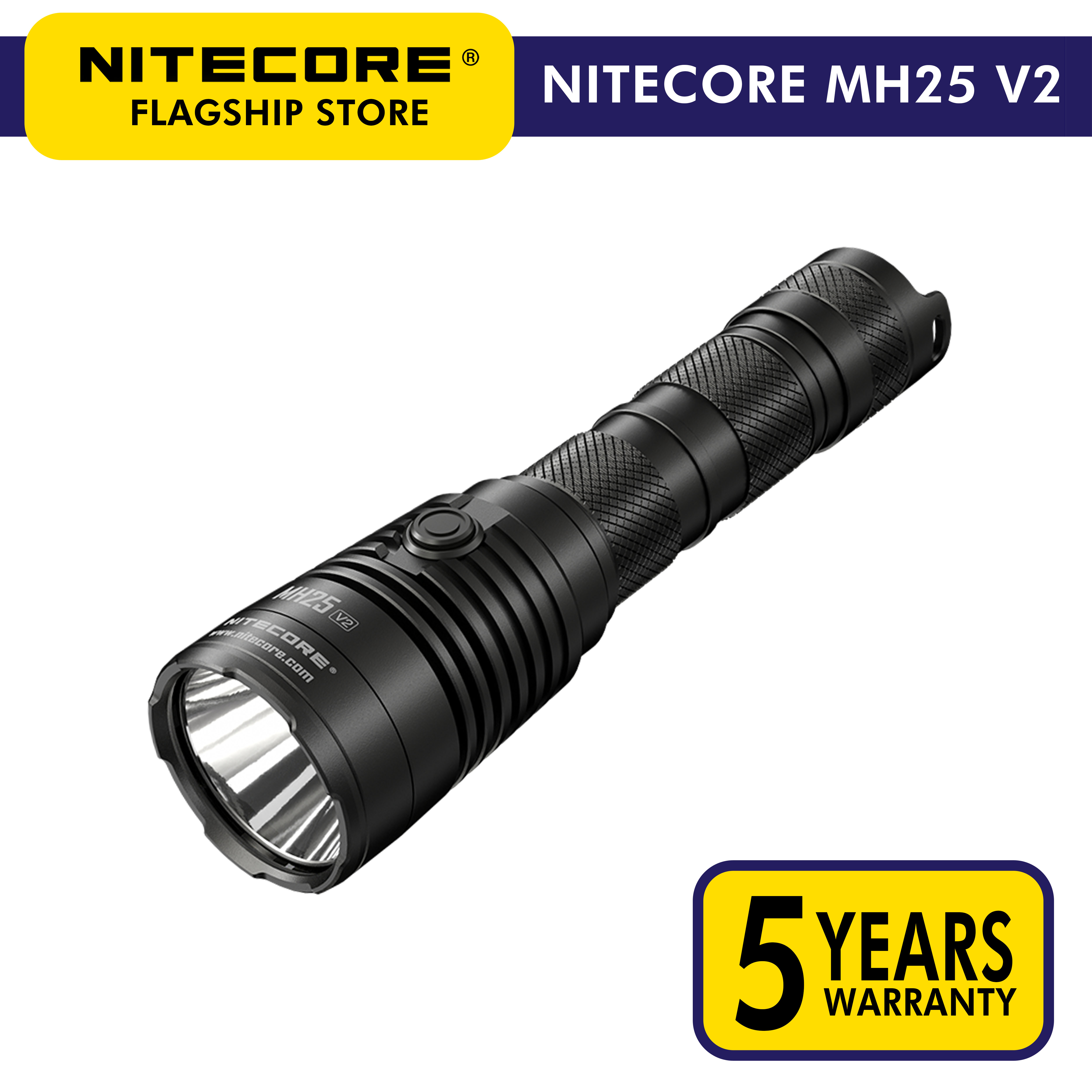 Nitecore MH25 V2 1300 Lumens 21700 Dual Fuel Long Range Rechargeable ...