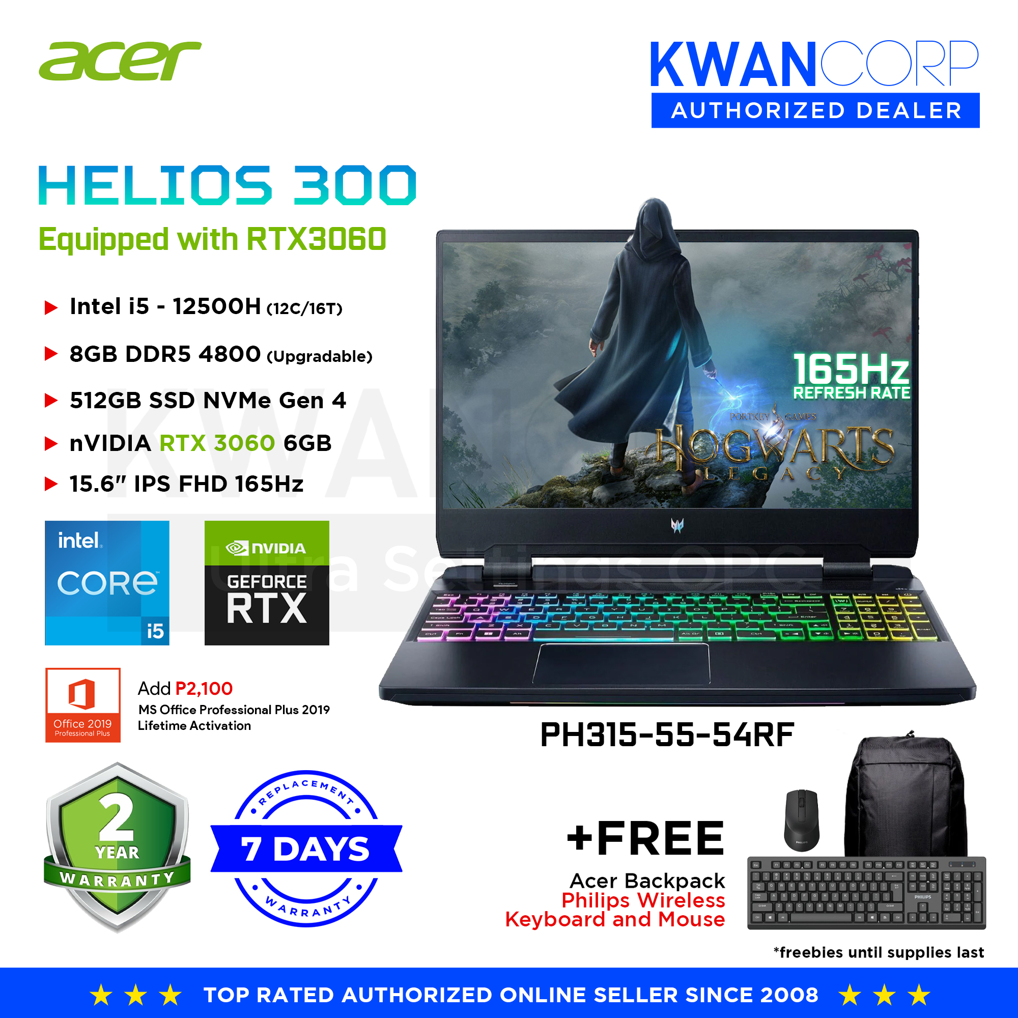 Acer Predator Helios 300 PH315-55-54RF Intel i5 - 12500H 8GB RAM nVIDIA ...