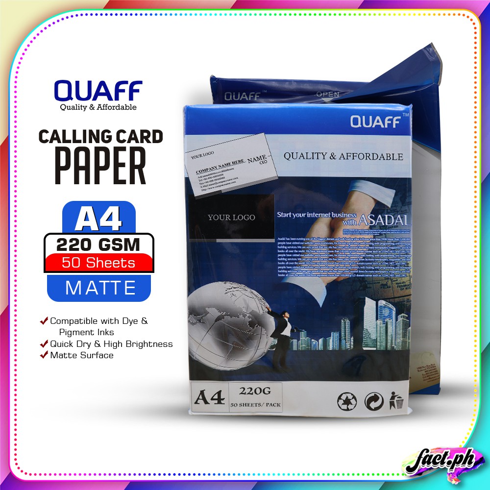 A4 Size QUAFF Doublesided Matte Calling Card Paper Cardstock Paper ...
