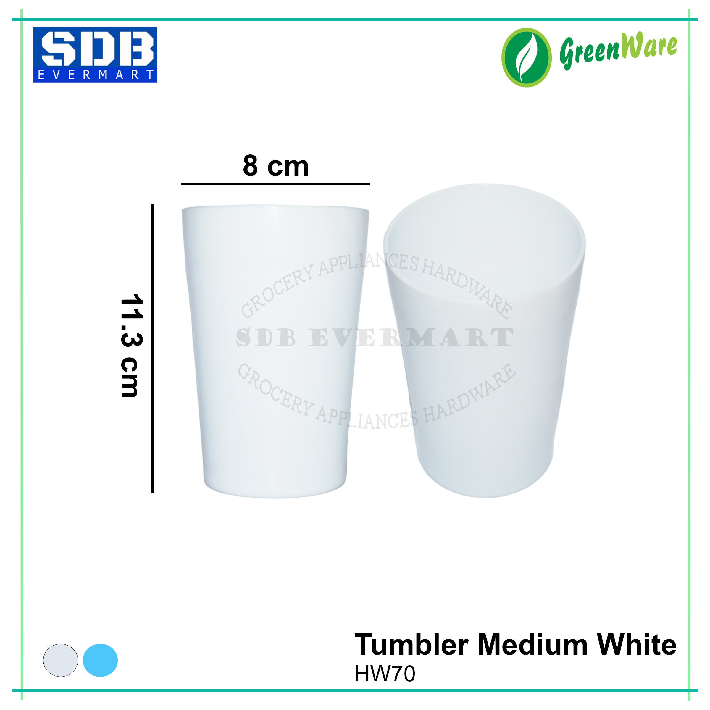 Hopewell-Tumbler Baso Drinking Glass-Medium-[HW70]-White Blue-1pc ...