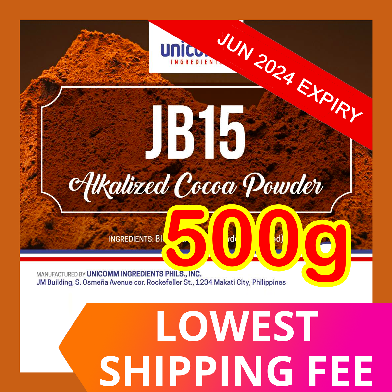 500g JB15 COCOA POWDER ORIGINAL for Baking Unsweetened Chocolate Powder ...