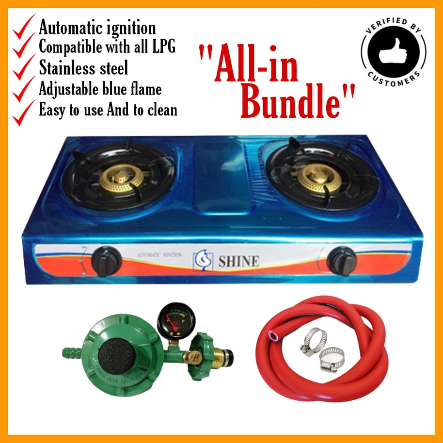 SHINEGAZ GAS STOVE DOUBLE BURNER AUTO-IGNITION BURNER WITH LPG ...