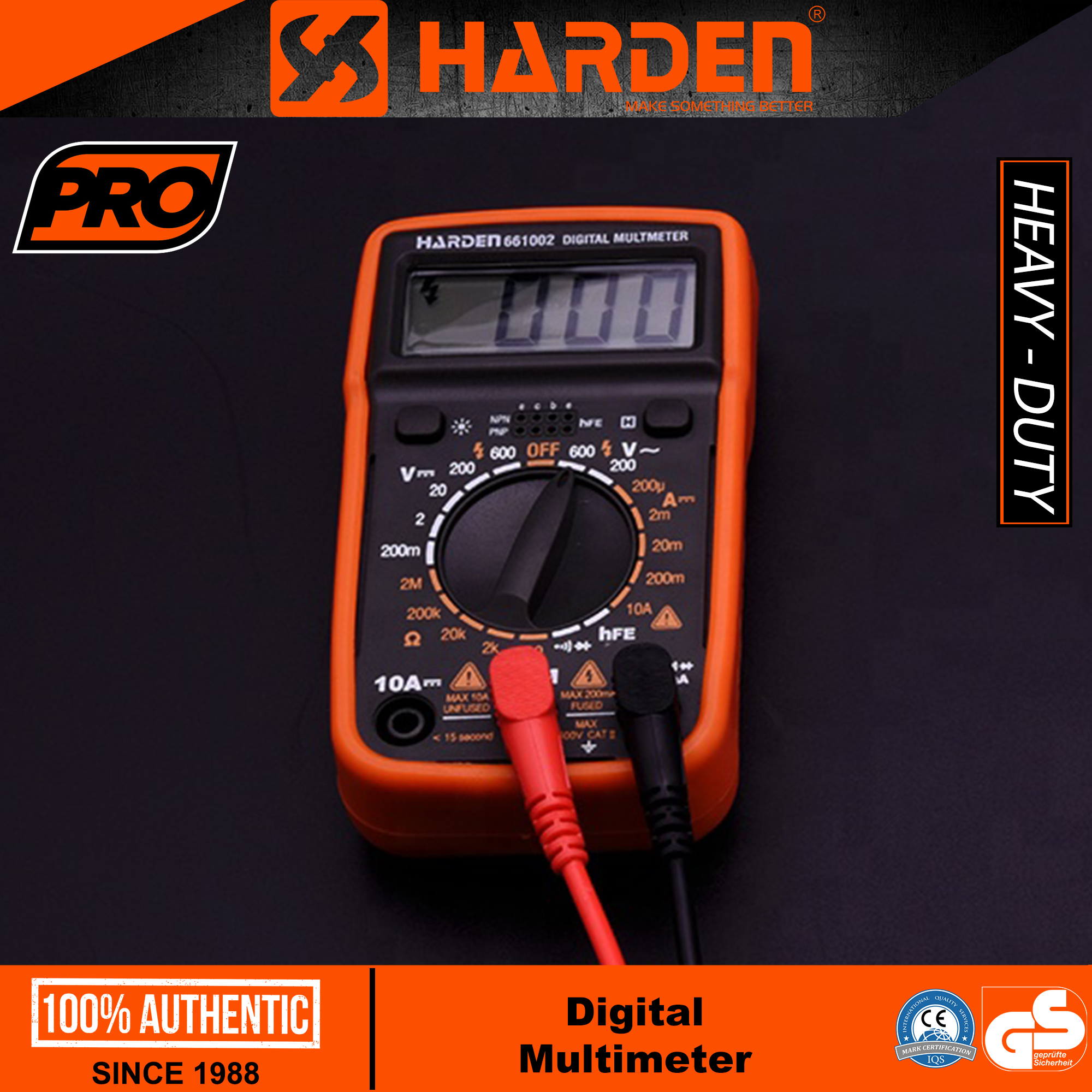 Harden 661002 Digital Multimeter (PROFESSIONAL) Electricity Tester 0 ...