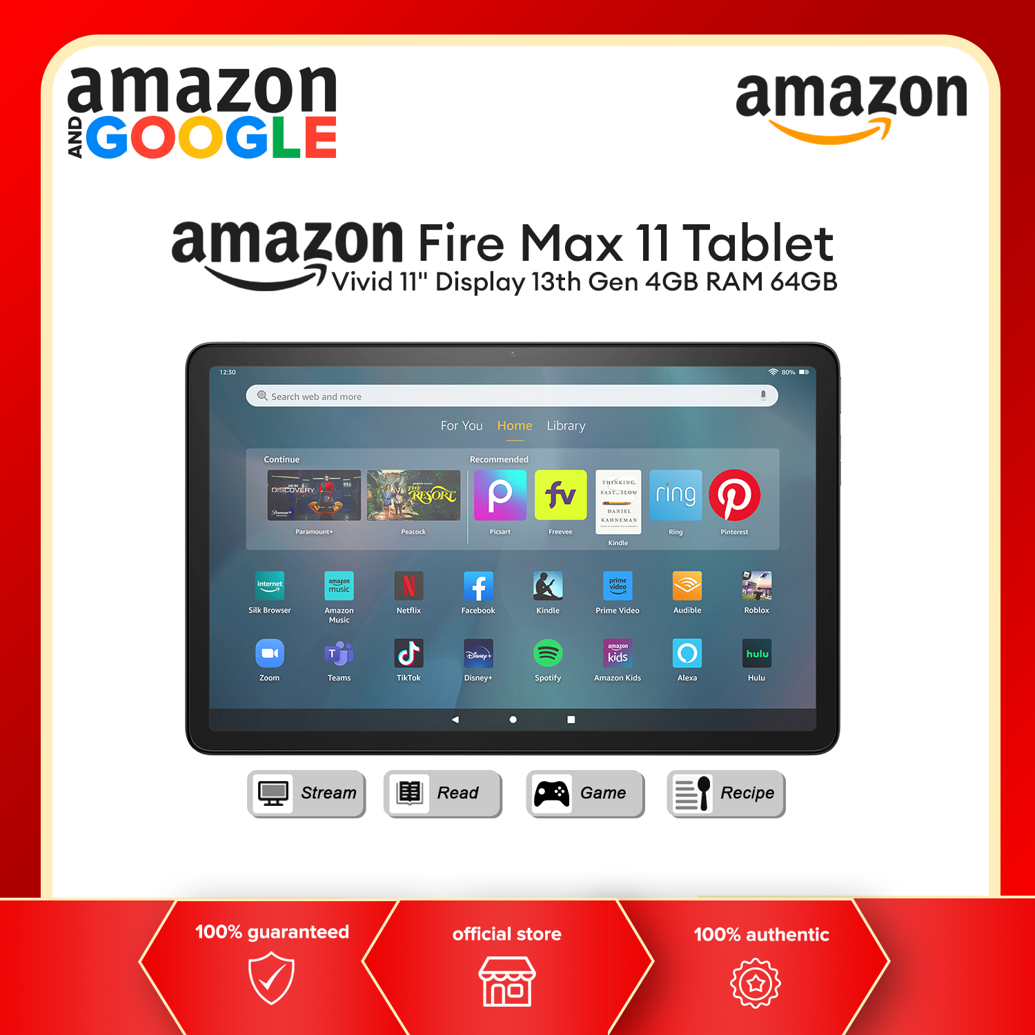 Amazon Fire Max 11 Tablet Vivid 11" Display 13th Gen 4GB RAM 64GB ...