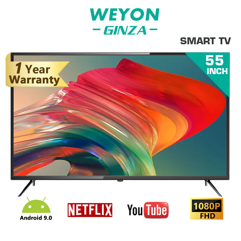 GINZA Smart TV 55 inch TV Led TV Ultra-Thin Multi-port TV Flat Screen On Sale HDMI AV VGA USB ...