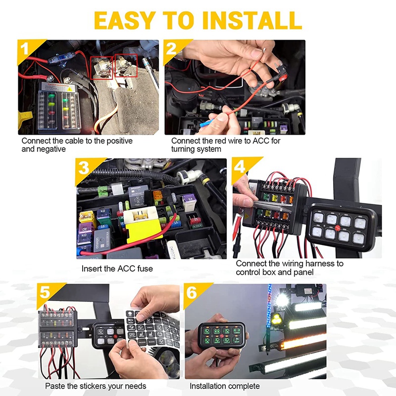 8 Gang Switch Panel Electronic Relay System Light Bar Switch Panel for ...