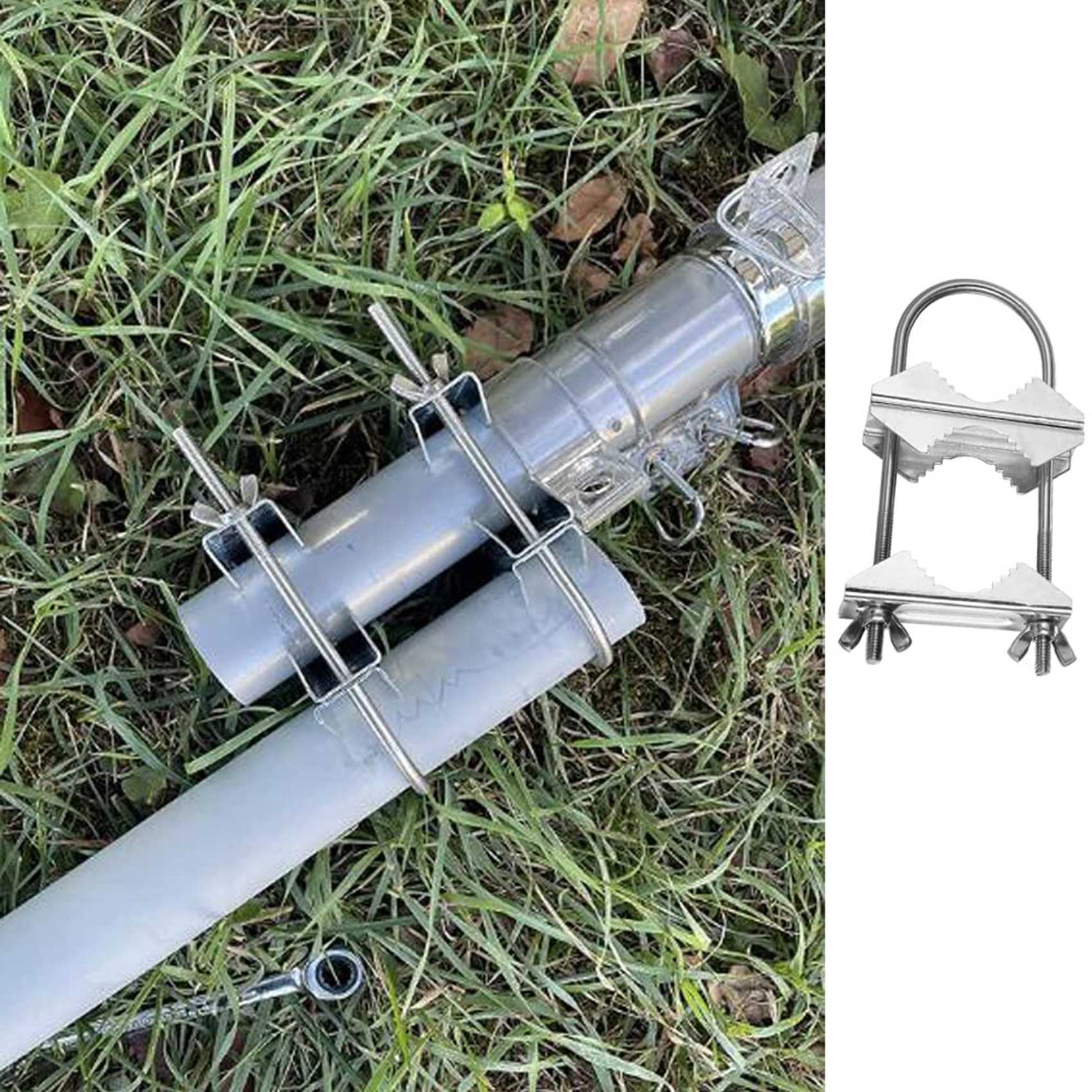 Double Antenna Mast Clamp V Jaw Block with U Bolts Heavy Duty Anti-Rust ...