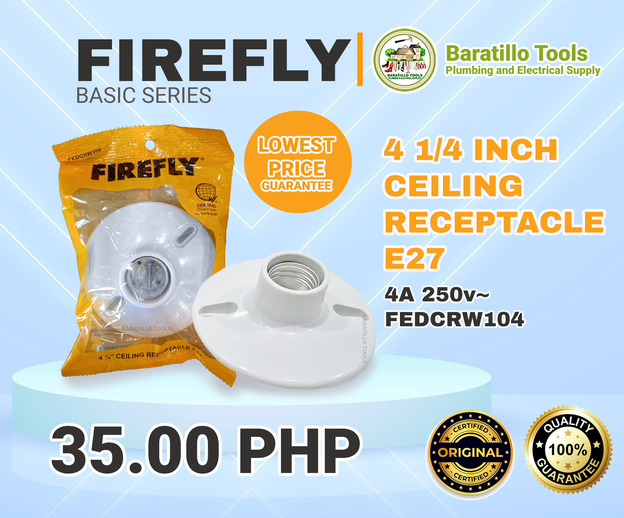FIREFLY Ceiling Receptacle E27 | Lazada PH