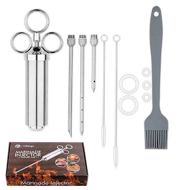 12pcs Stainless Steel Meat Marinade Injector Kit Turkey Meat Syringe ...