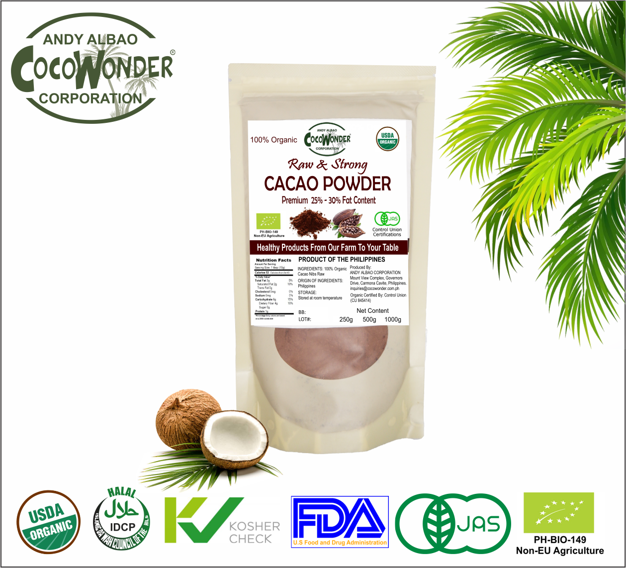 Cocowonder | Organic Raw Cacao Powder 30% Fat 250g-1000g US & EU ...