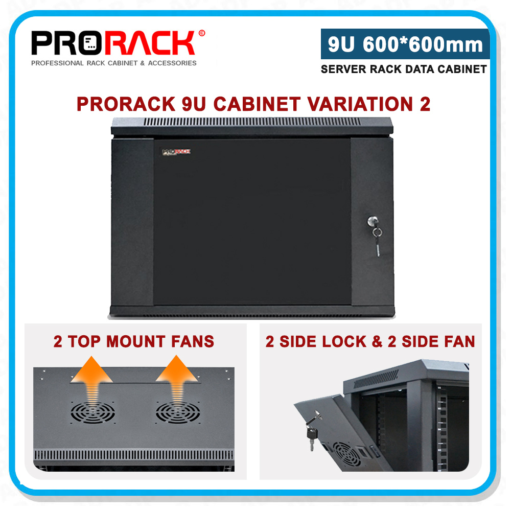 PRORACK 9U (600x450mm) (600x600) Server Rack Cabinet (For Self-Assembly ...