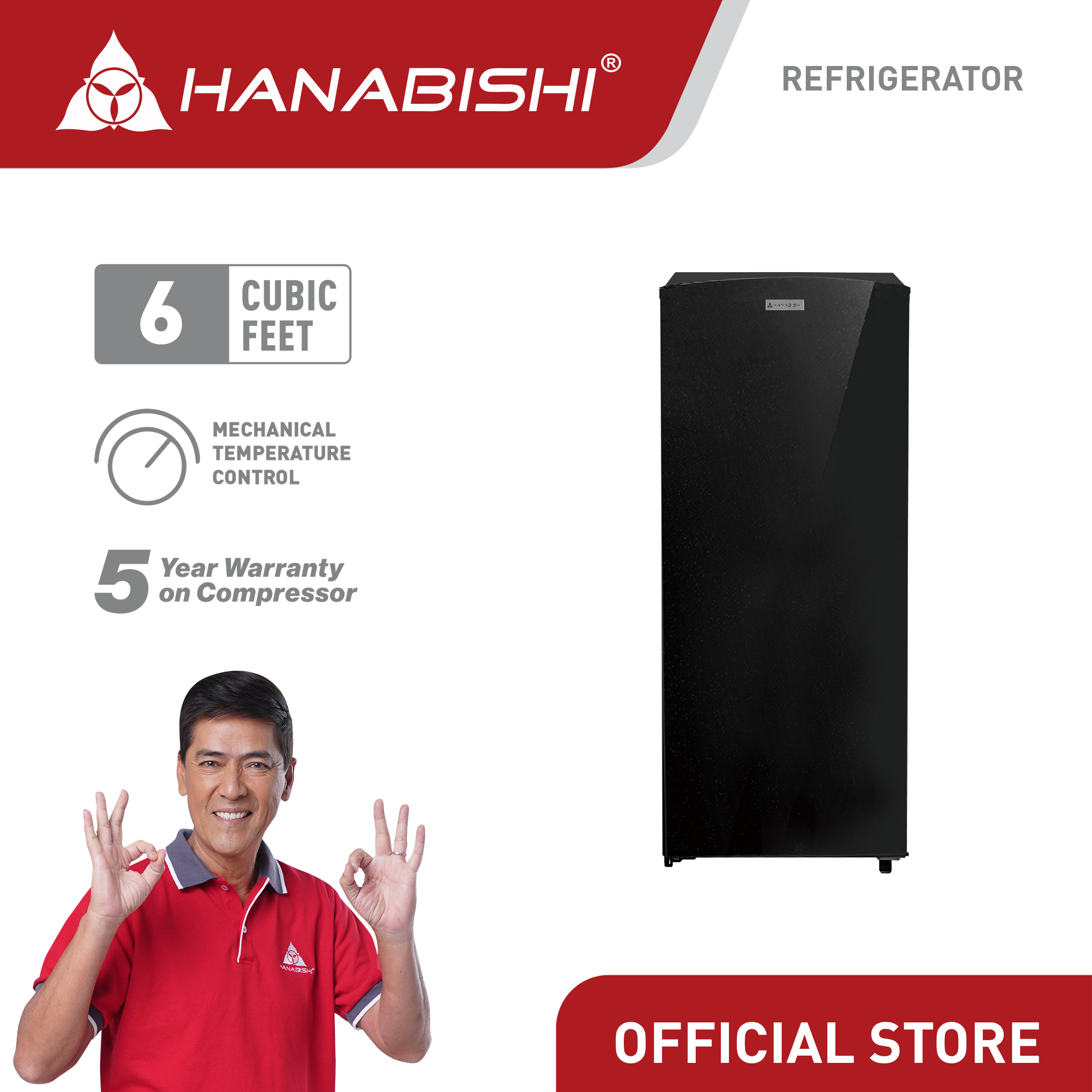 Hanabishi Single Door Refrigerator HASREF - 60HMBLK | Lazada PH