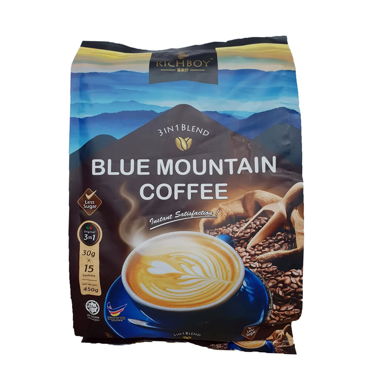 Richboy Blue Mountain 3in1 Coffee - Less Sugar (15 Sachets x 30g ...