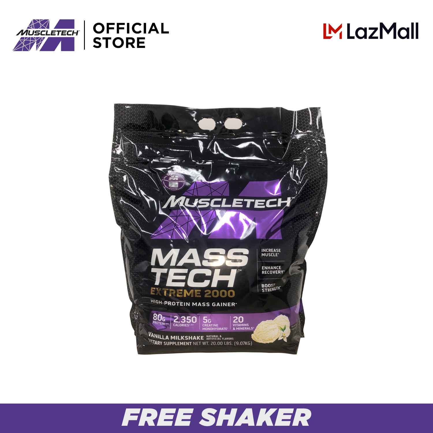 Muscletech MassTech Extreme 2000 Mass Gainer 20 lbs. 16 Serve FREE ...