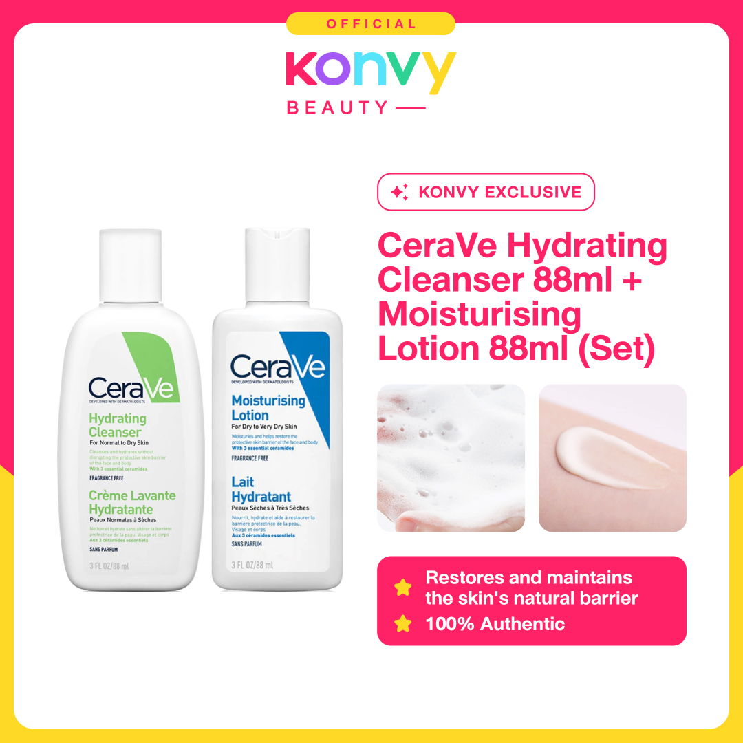 CeraVe Hydrating Cleanser 88ml + Moisturising Lotion 88ml (Set) (100% ...