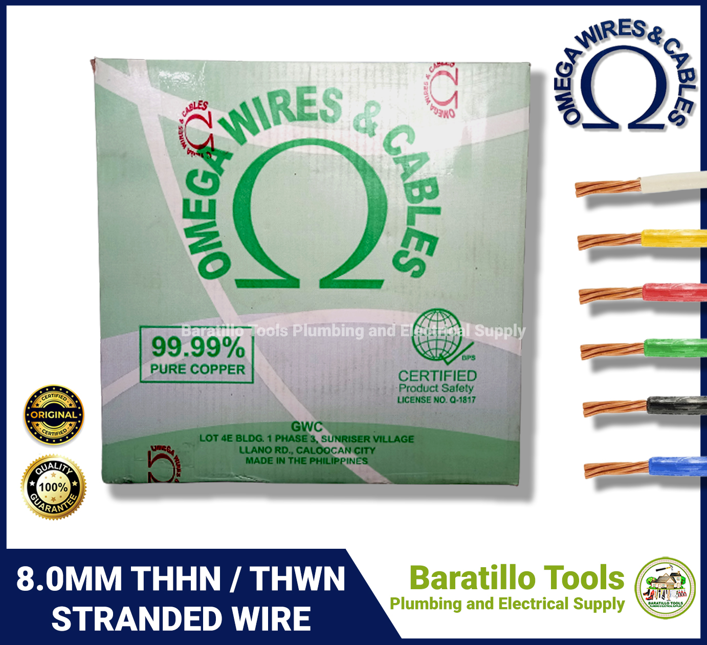 ORIGINAL 99.9% Pure Copper Omega THHN Wire 2.0mm, 5.5mm & 8.0mm 150 ...