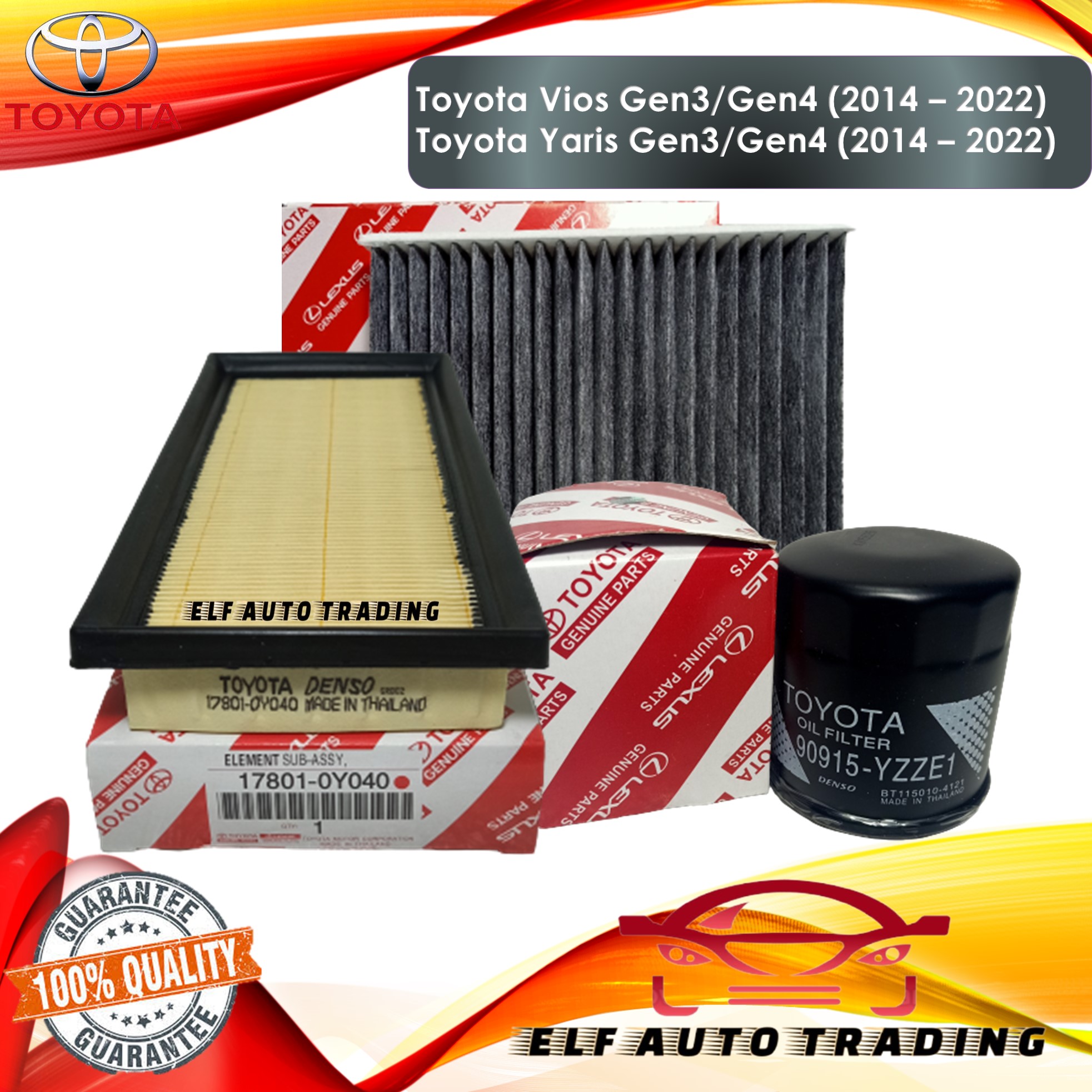 3in1 Combo Filters with Charcoal AC Cabin for Toyota Vios Gen3/Gen4 ...