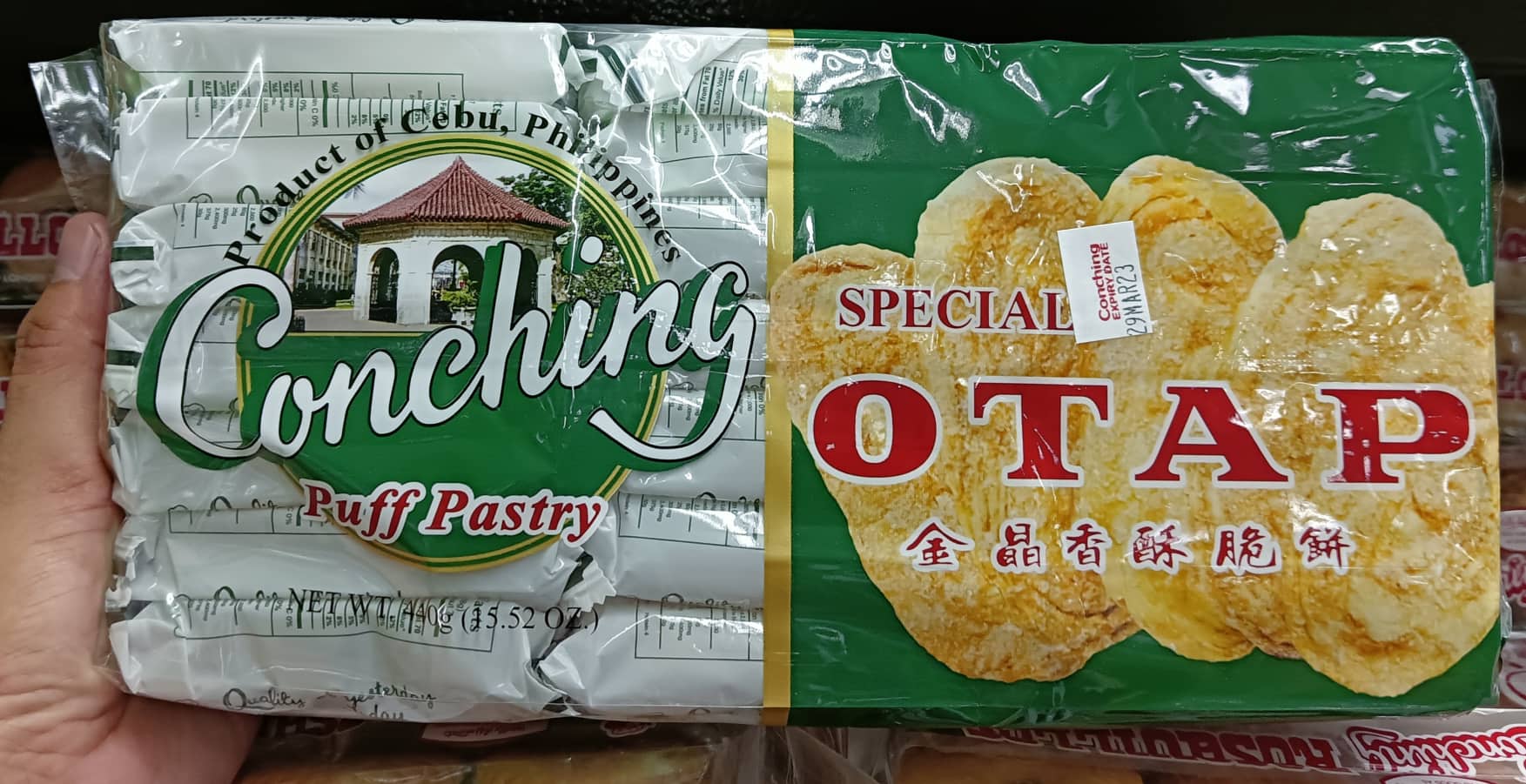 Cebu's CONCHING Puff Pastry Special Otap 440 grams per pack, 220 grams ...