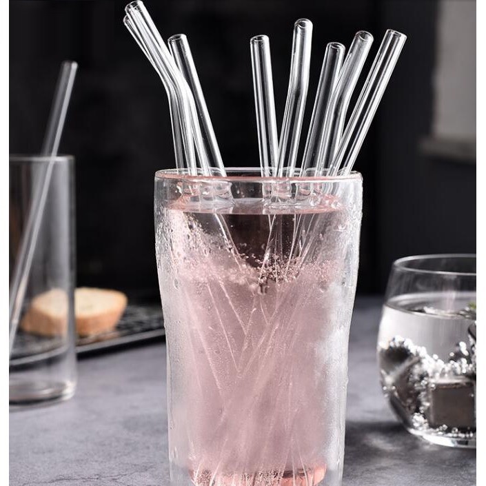 Reusable Glass Straw (Borosilicate or Pyrex Glass) - Bent Clear 5pcs ...