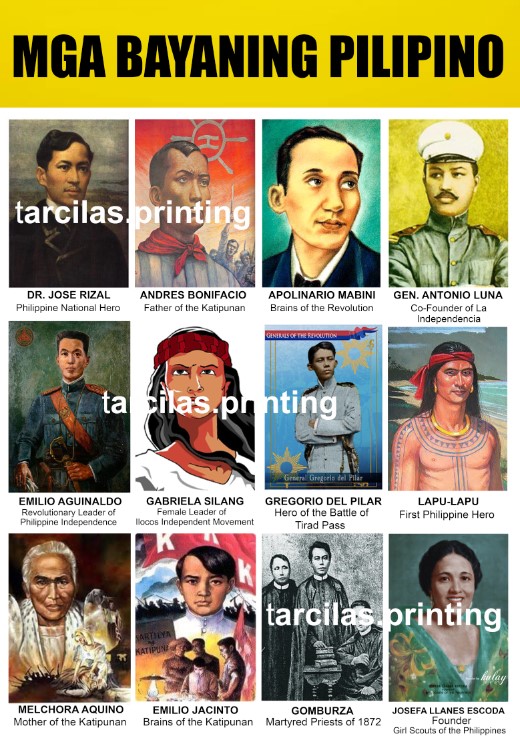 Mga Bayaning Pilipino Chart A4 Laminated High Print Quality | Lazada PH