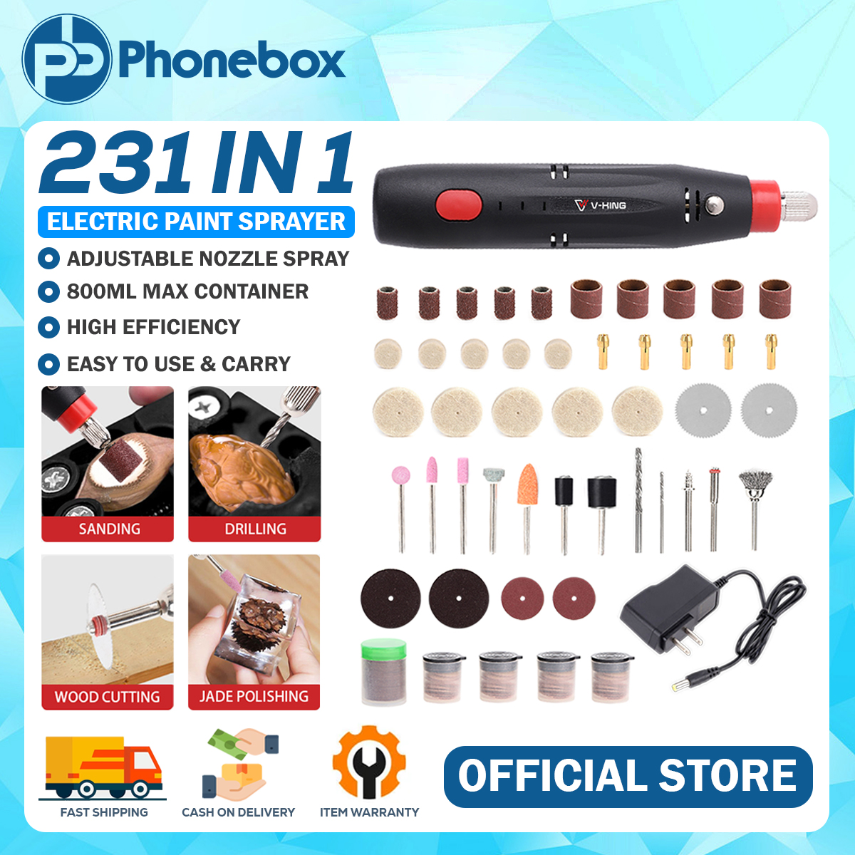 231 IN 1 Professional Mini Electric Grinding Drill Set 12V DC Grinder Tool with 3 Speed ...