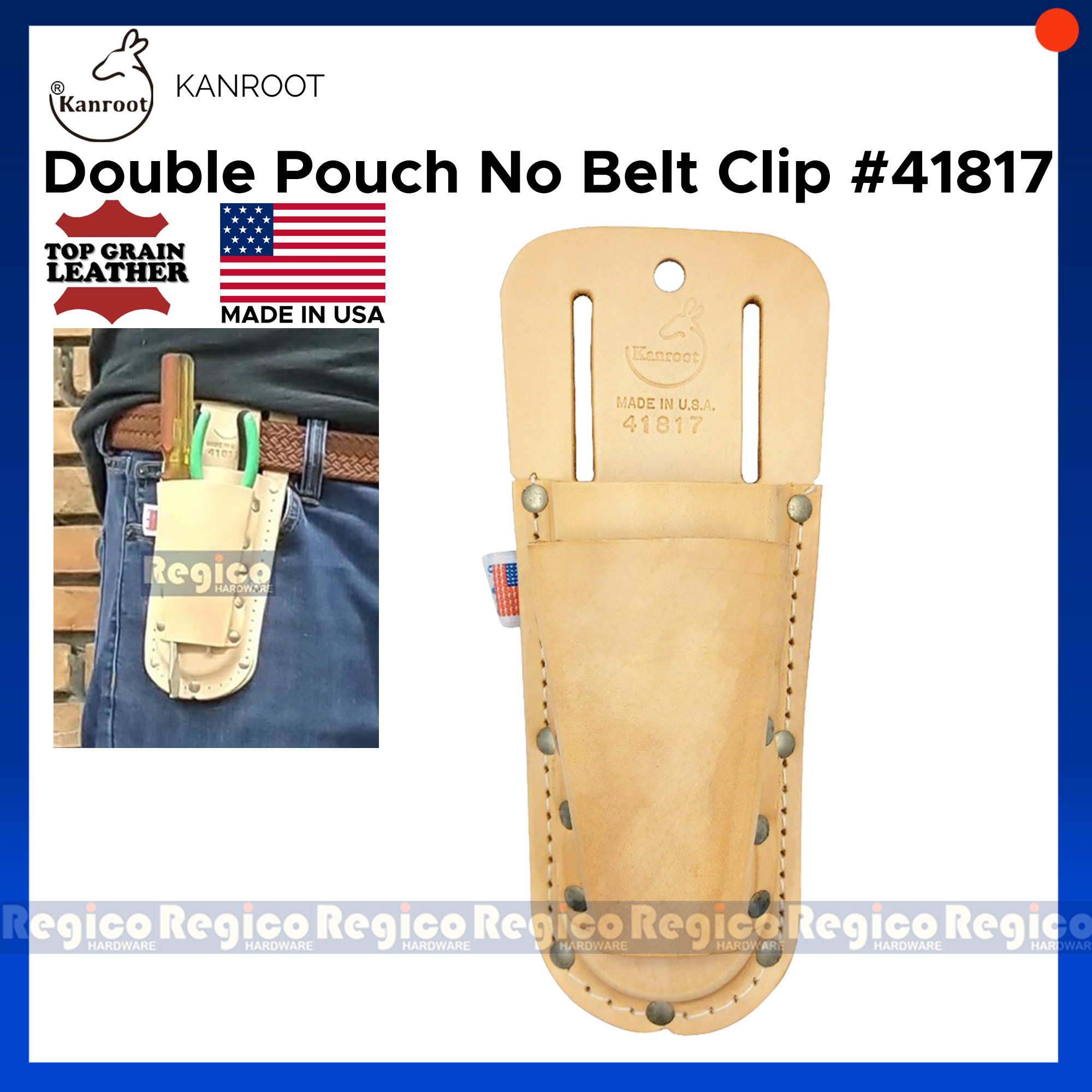 Kanroot Made in USA Top Grain Leather Double Pocket Tool Pouch 41817 ...