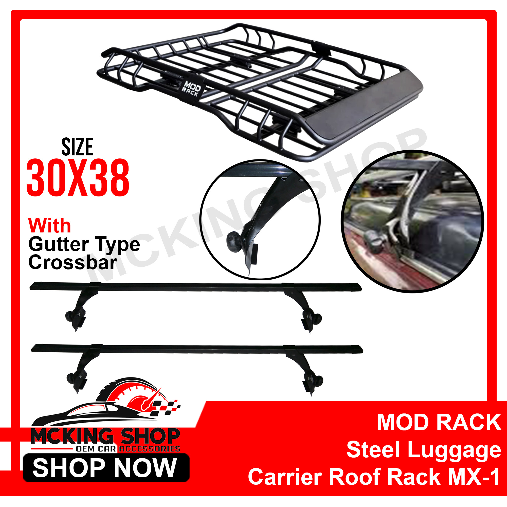 MODRACK/ MOD RACK Steel Luggage Carrier Roof Rack 30x38 inches (Black ...