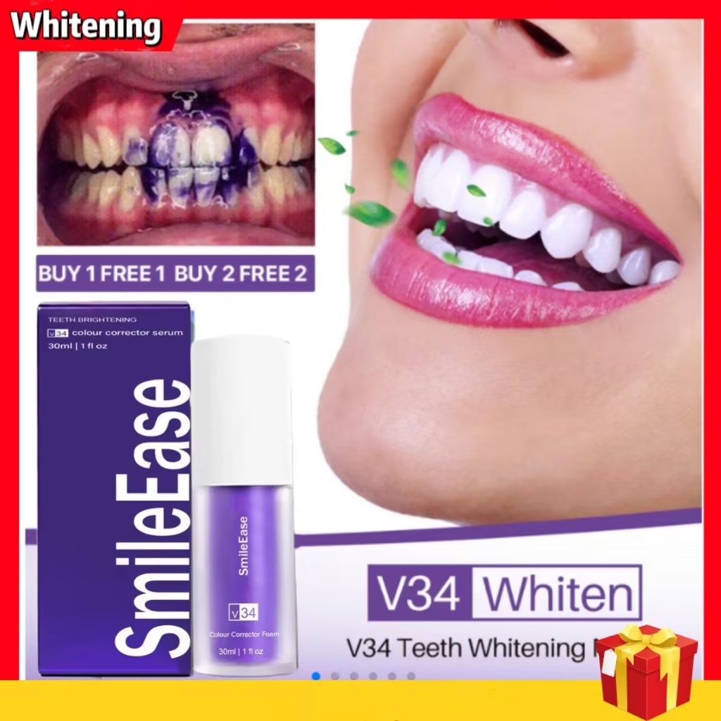 Smile Ease TOOTHPASTE V34 teeth whitening colour corrector stain ...