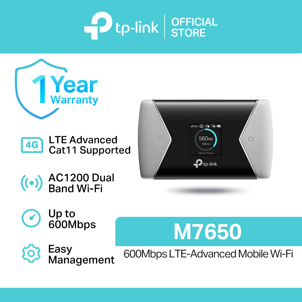 TP-Link M7650 600Mbps 4G Openline LTE Advanced Mobile Wi-Fi High End 4G ...